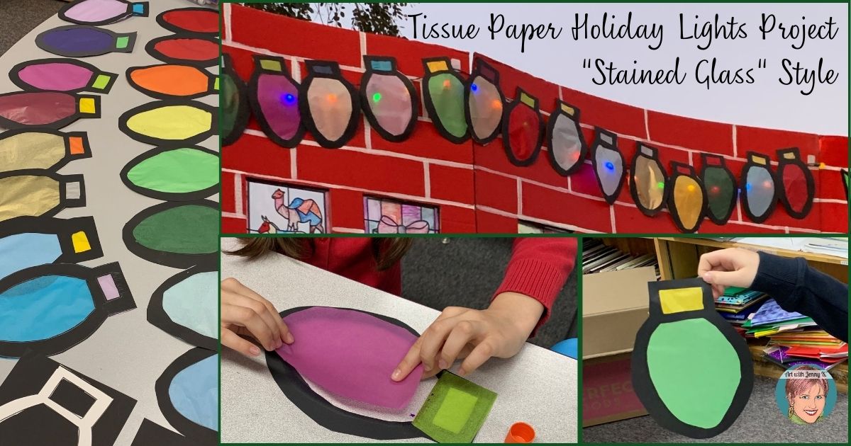 "Stained Glass" Tissue Paper Holiday Lights Project | Art With Jenny K.